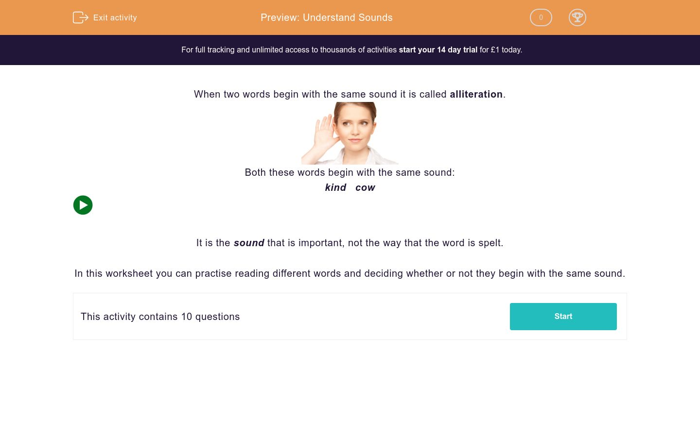 Understand Sounds Worksheet - EdPlace