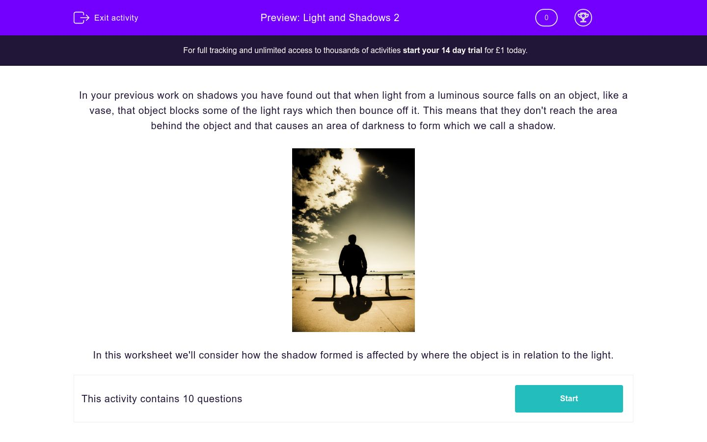 Light and Shadows 2 Worksheet - EdPlace