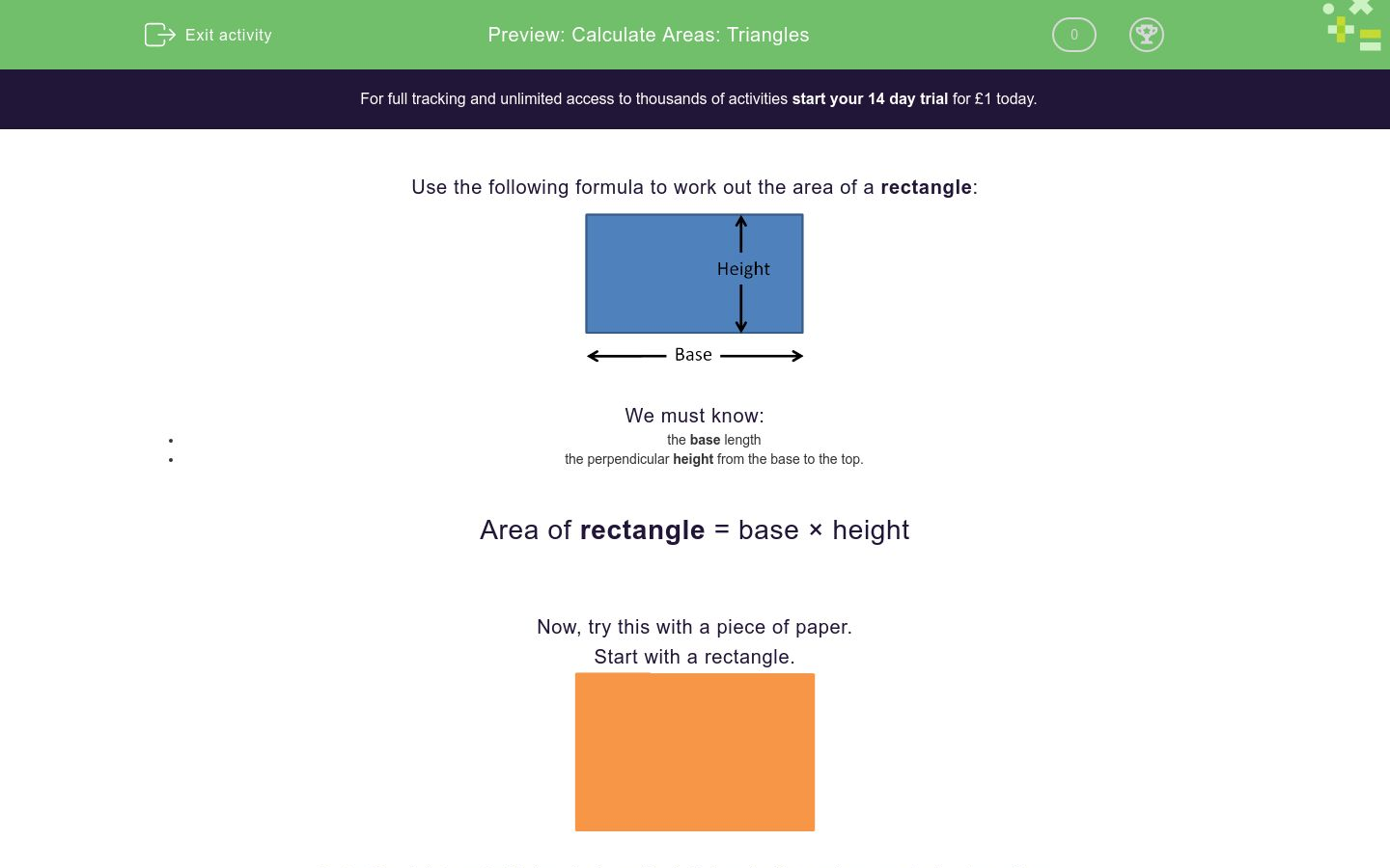 Calculate Areas: Triangles Worksheet - EdPlace