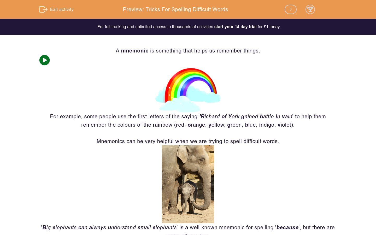 Tricks For Spelling Difficult Words Worksheet - EdPlace