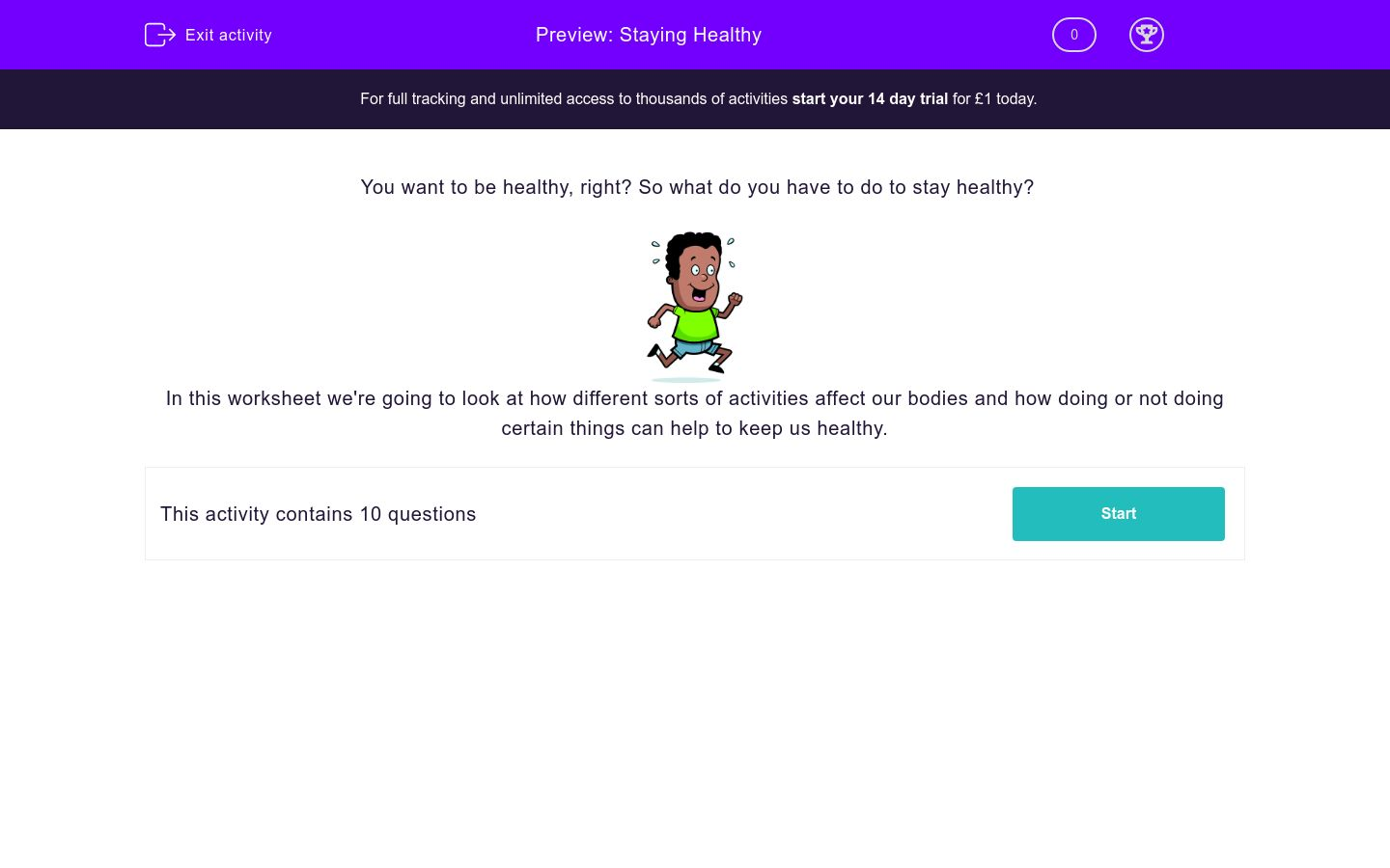 Staying Healthy Worksheet - EdPlace