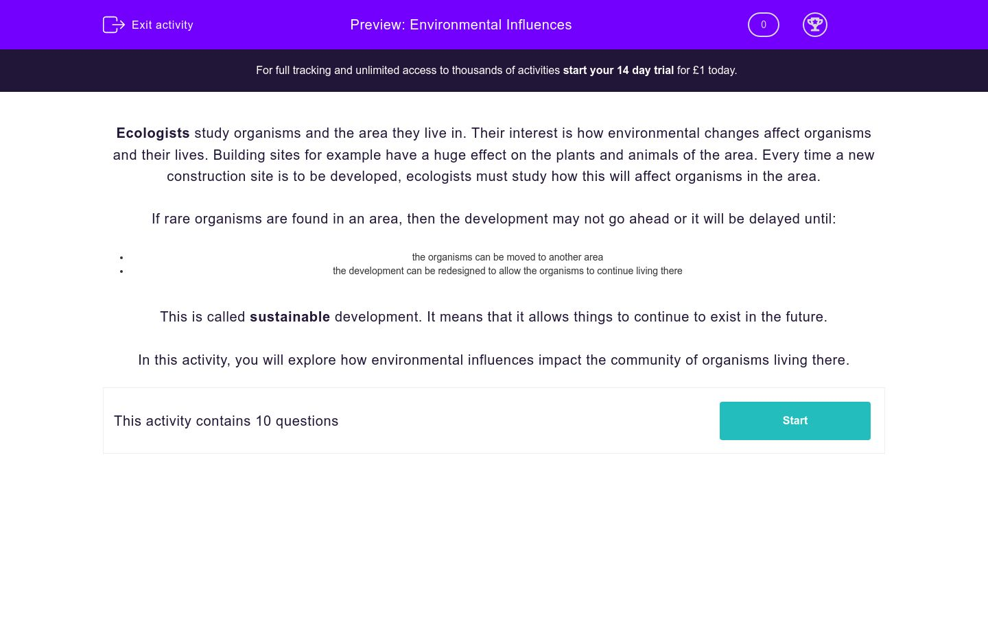 Environmental Influences Worksheet - EdPlace
