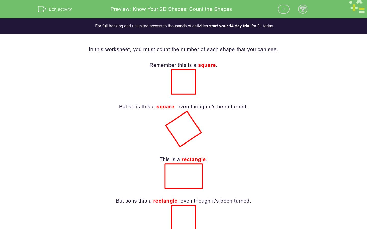 Know Your 2D Shapes: Count the Shapes Worksheet - EdPlace