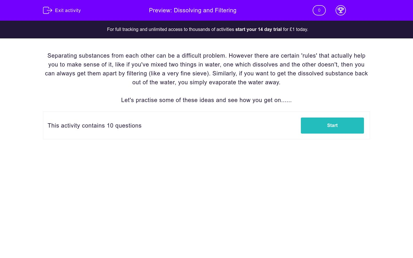 Dissolving and Filtering Worksheet - EdPlace