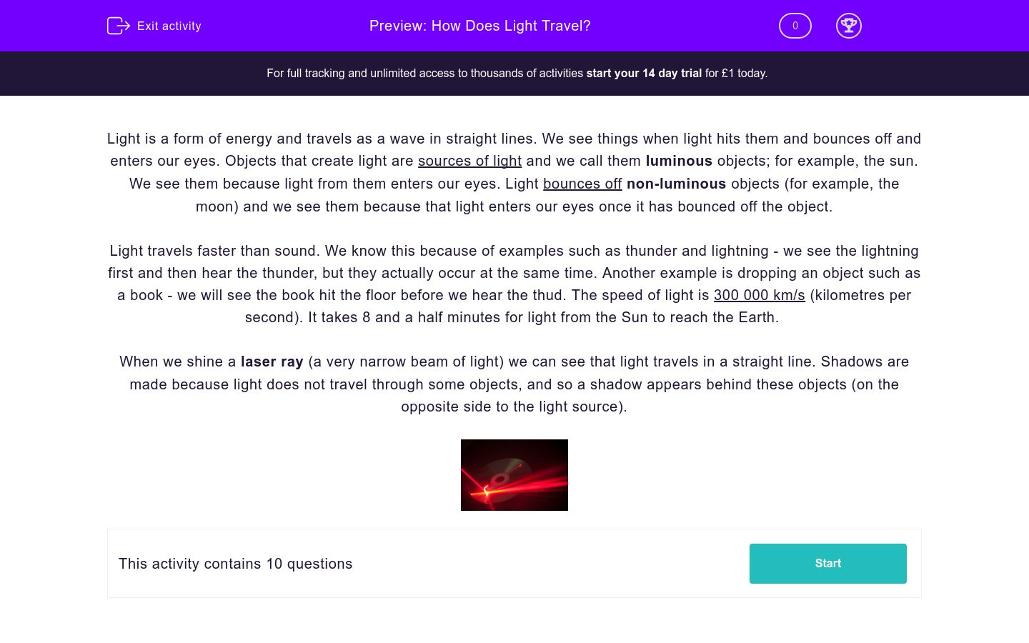 How Does Light Travel? Worksheet - EdPlace
