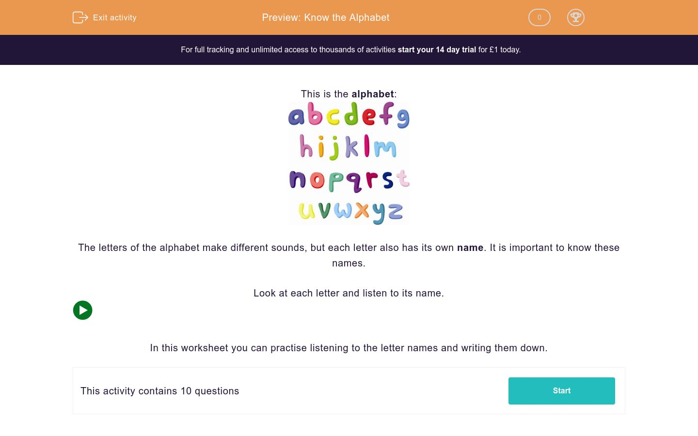 Know the Alphabet Worksheet - EdPlace