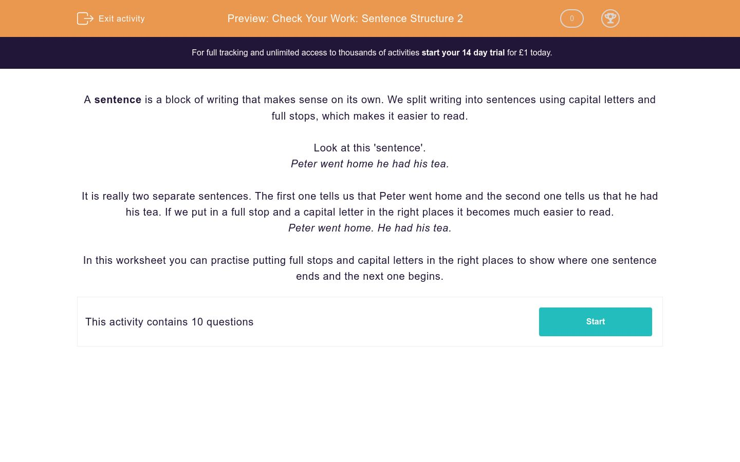 Check Your Work: Sentence Structure 2 Worksheet - EdPlace