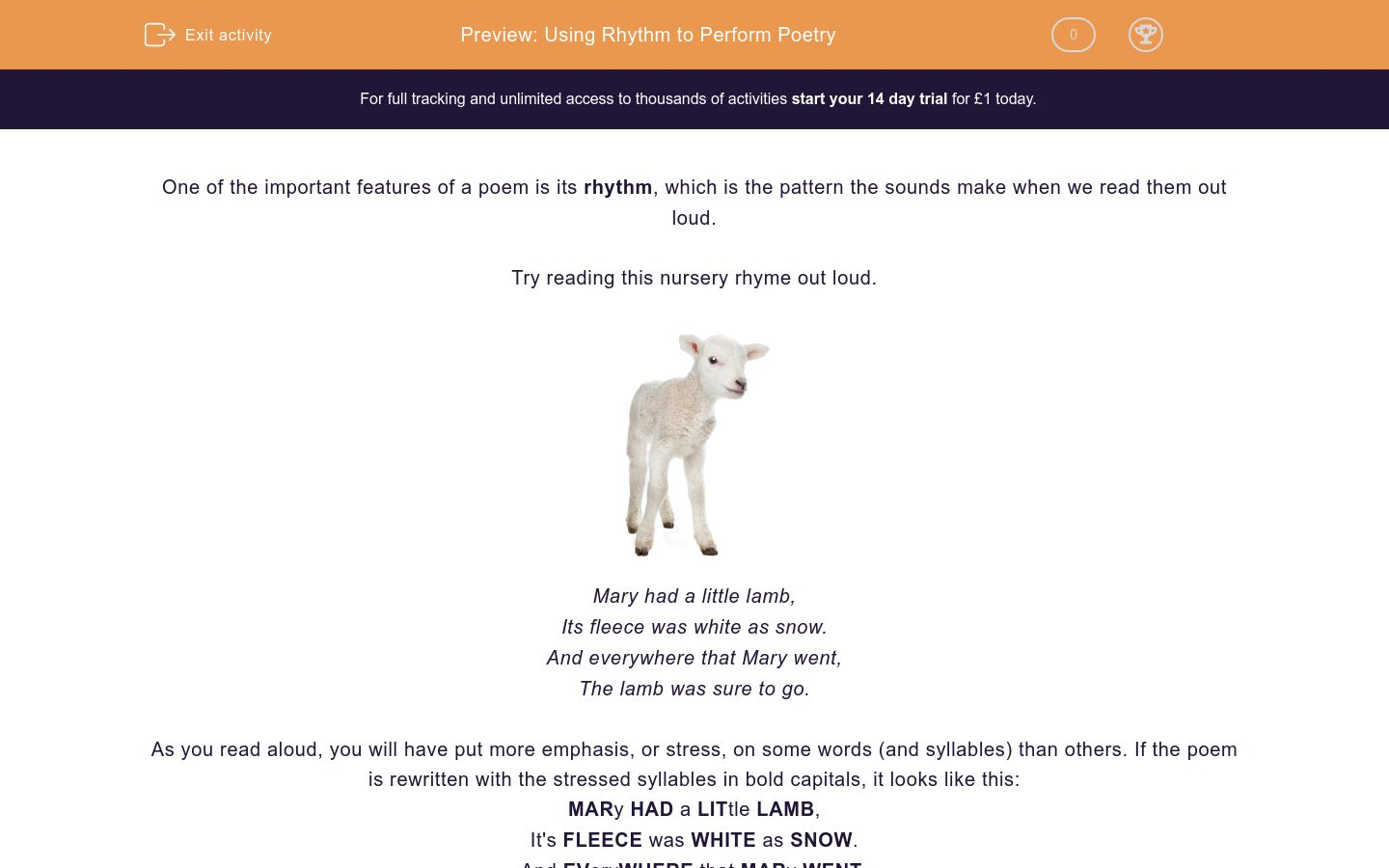 Poetry Rhythm Worksheet