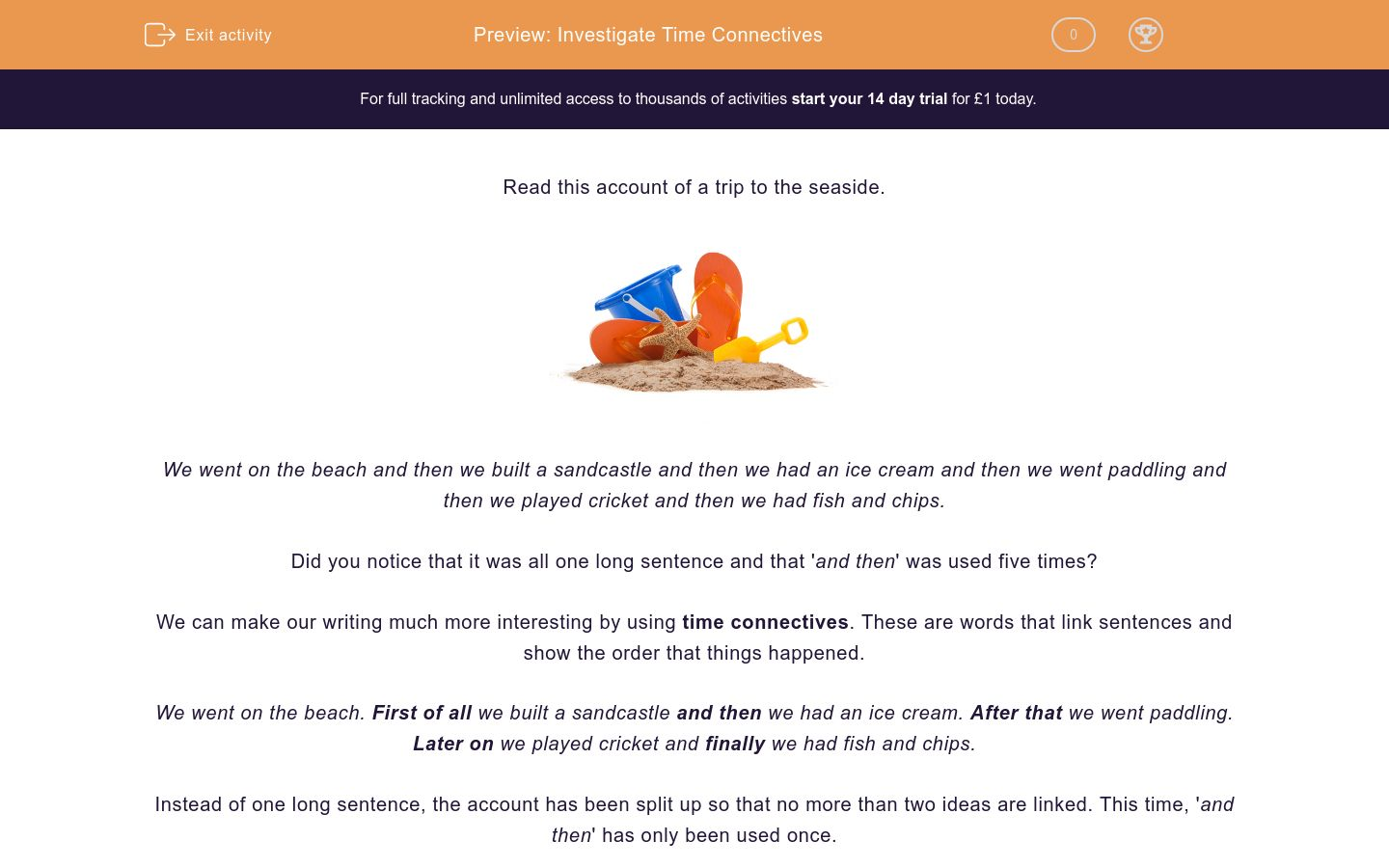 Investigate Time Connectives Worksheet EdPlace Investigate Time Connectives Worksheet EdPlace