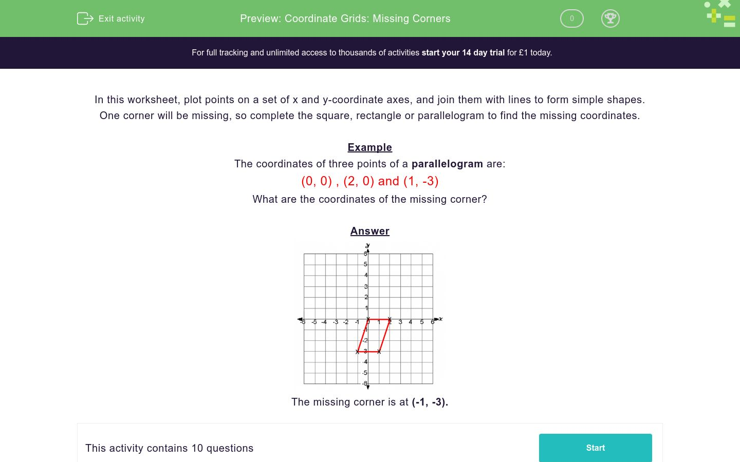 Coordinate Grids: Missing Corners Worksheet - EdPlace