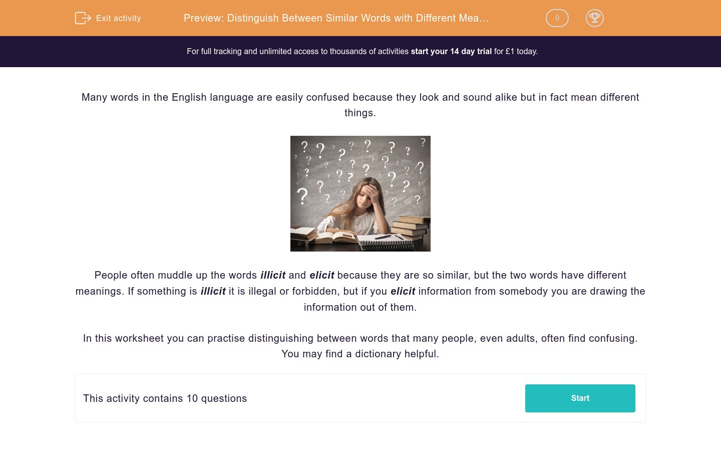 Distinguish Between Similar Words with Different Meanings 5 Worksheet ...