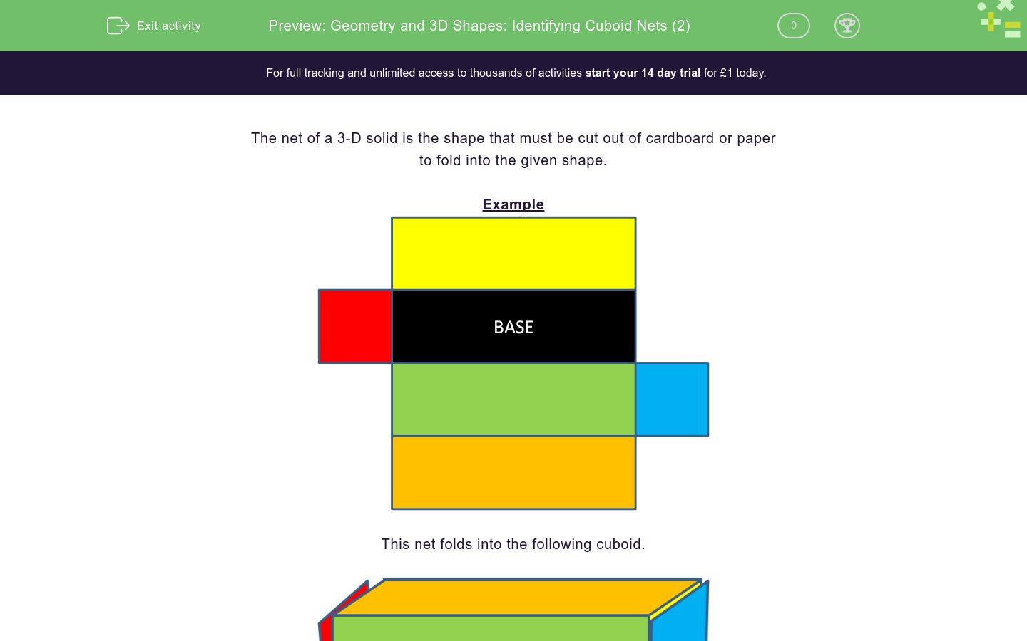 Geometry And 3D Shapes Identifying Cuboid Nets 2 Worksheet EdPlace