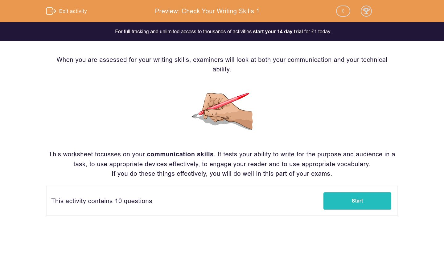 Check Your Writing Skills 1 Worksheet - EdPlace
