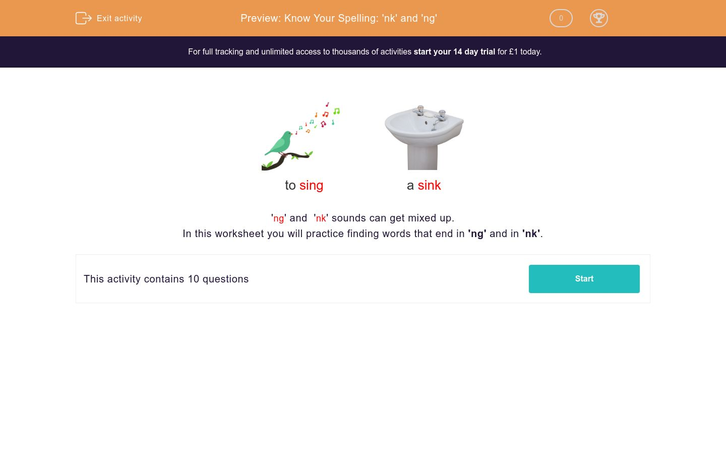 Know Your Spelling: 'nk' and 'ng' Worksheet - EdPlace