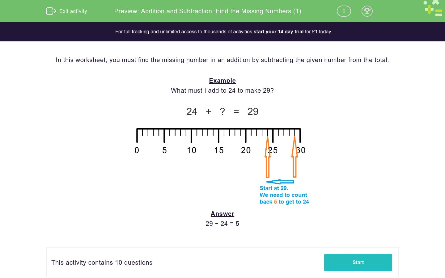 Addition and Subtraction: Find the Missing Numbers (1) Worksheet - EdPlace