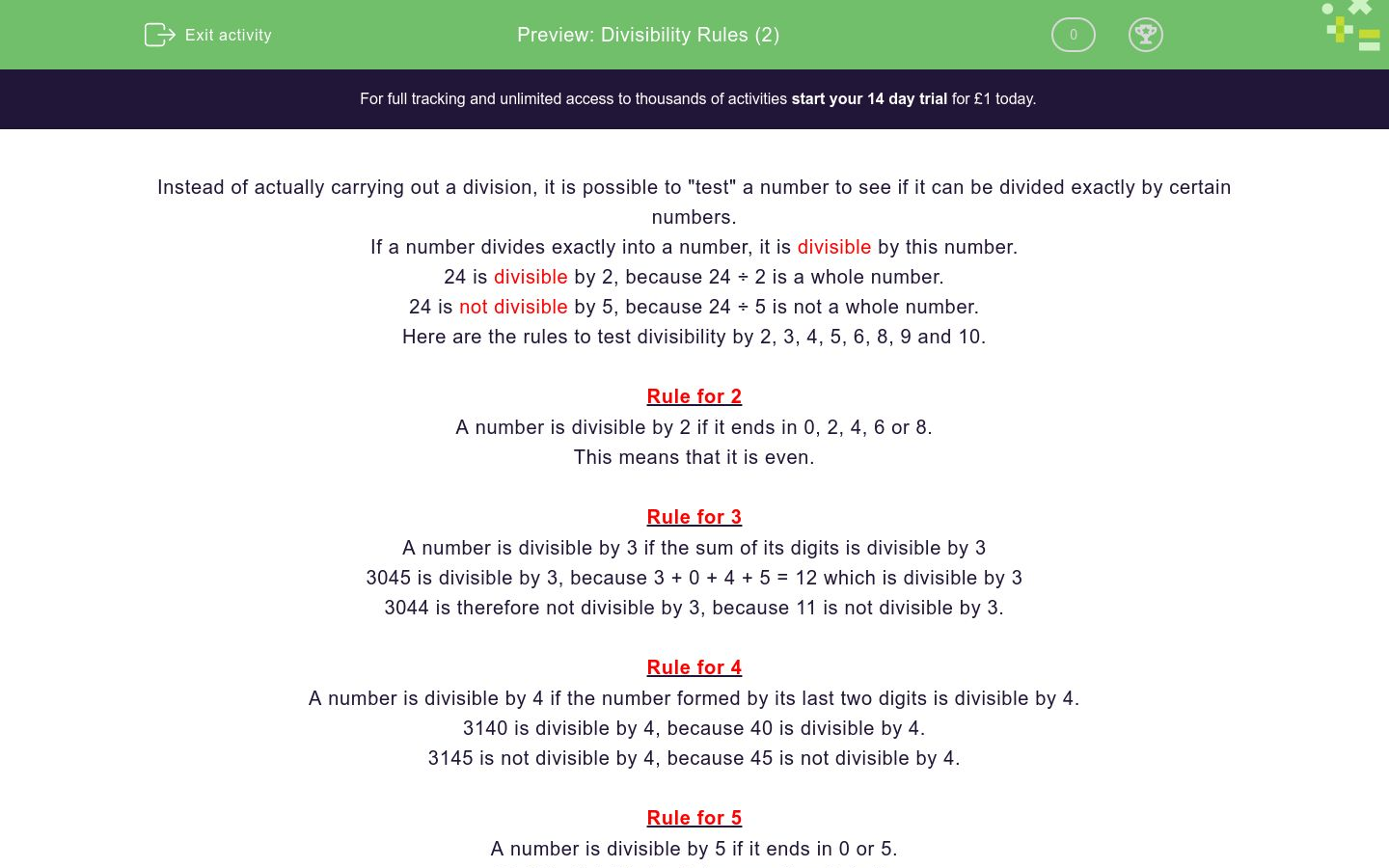 Divisibility Rules 2 Worksheet EdPlace