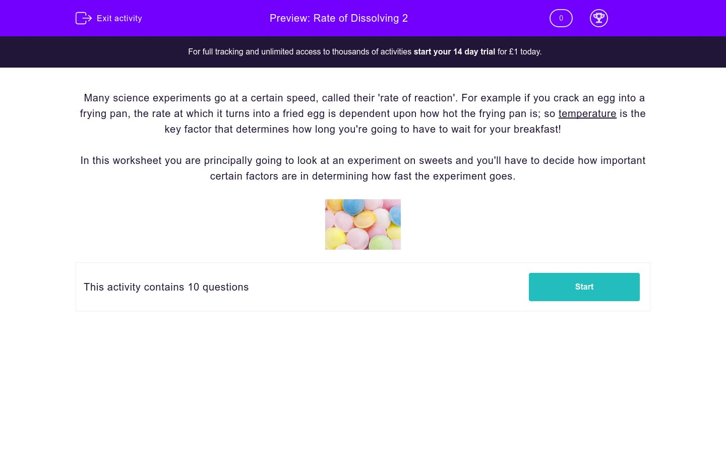 Rate of Dissolving 2 Worksheet - EdPlace