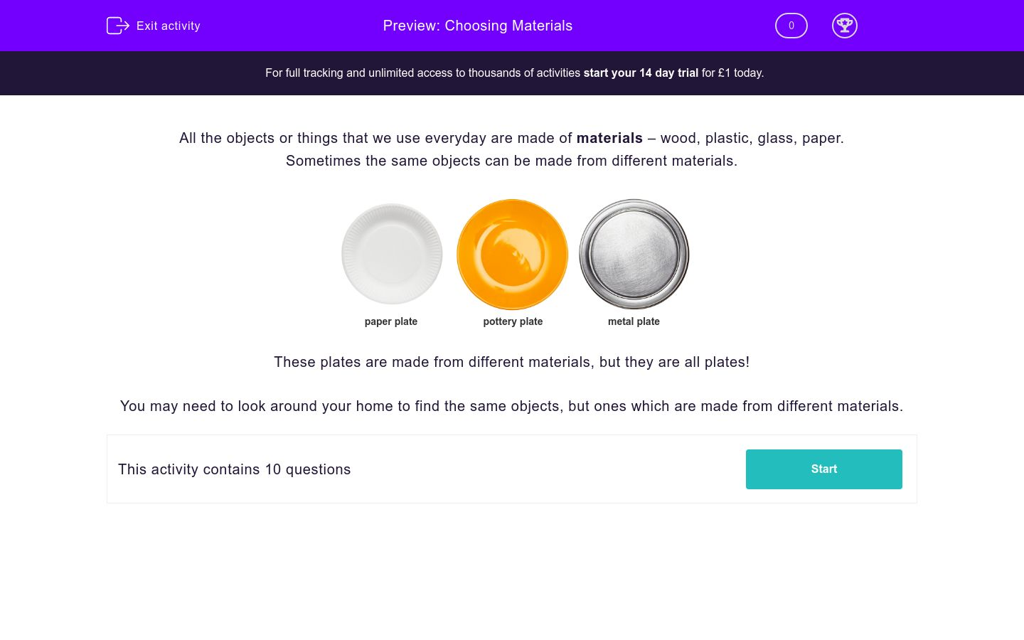 Choosing Materials Worksheet - EdPlace