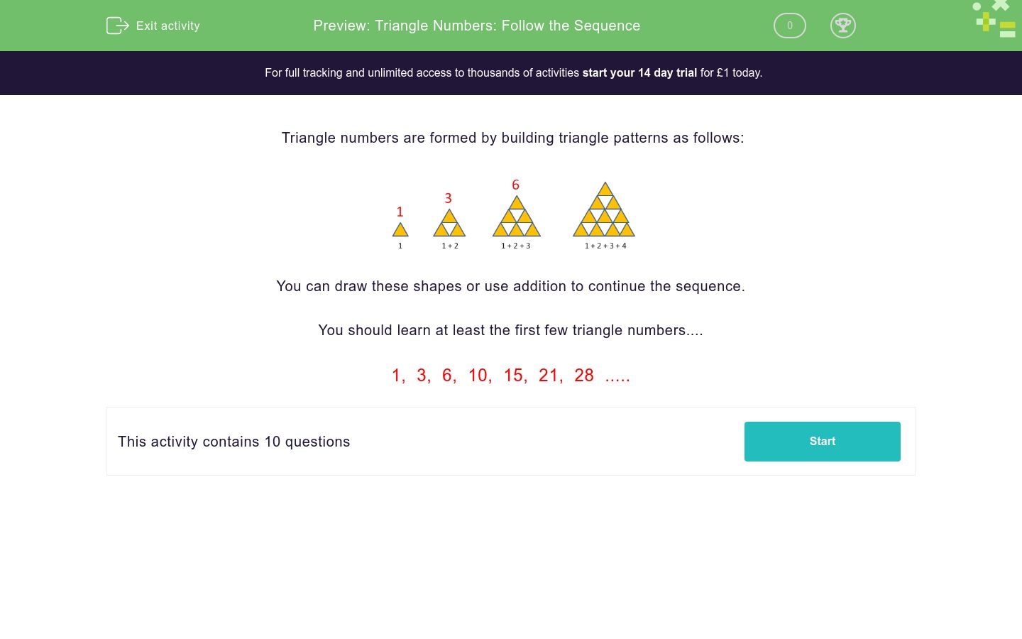 Triangle Numbers: Follow the Sequence Worksheet - EdPlace
