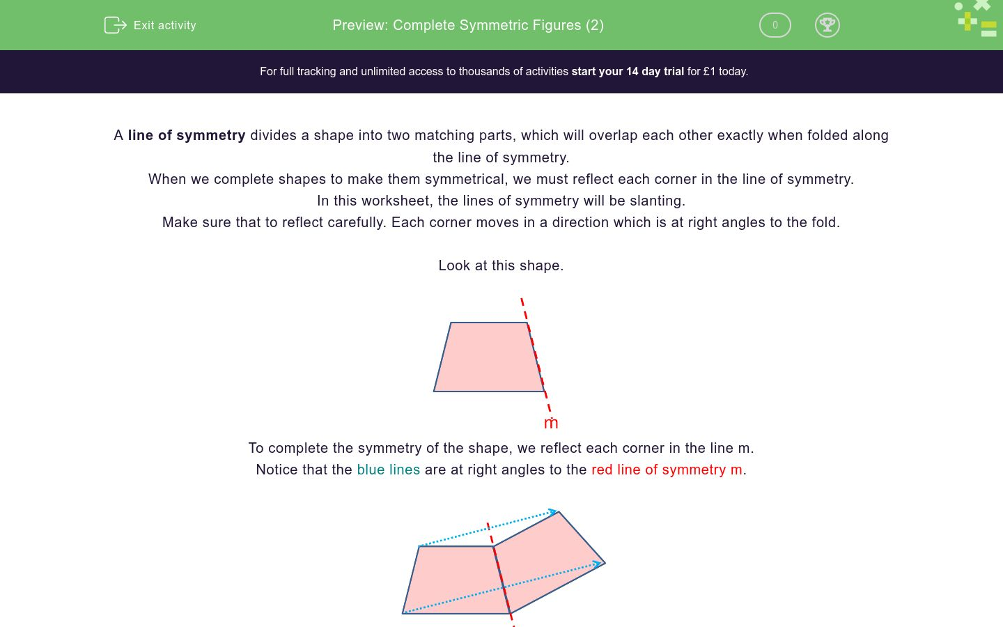 Complete Symmetric Figures (2) Worksheet - EdPlace