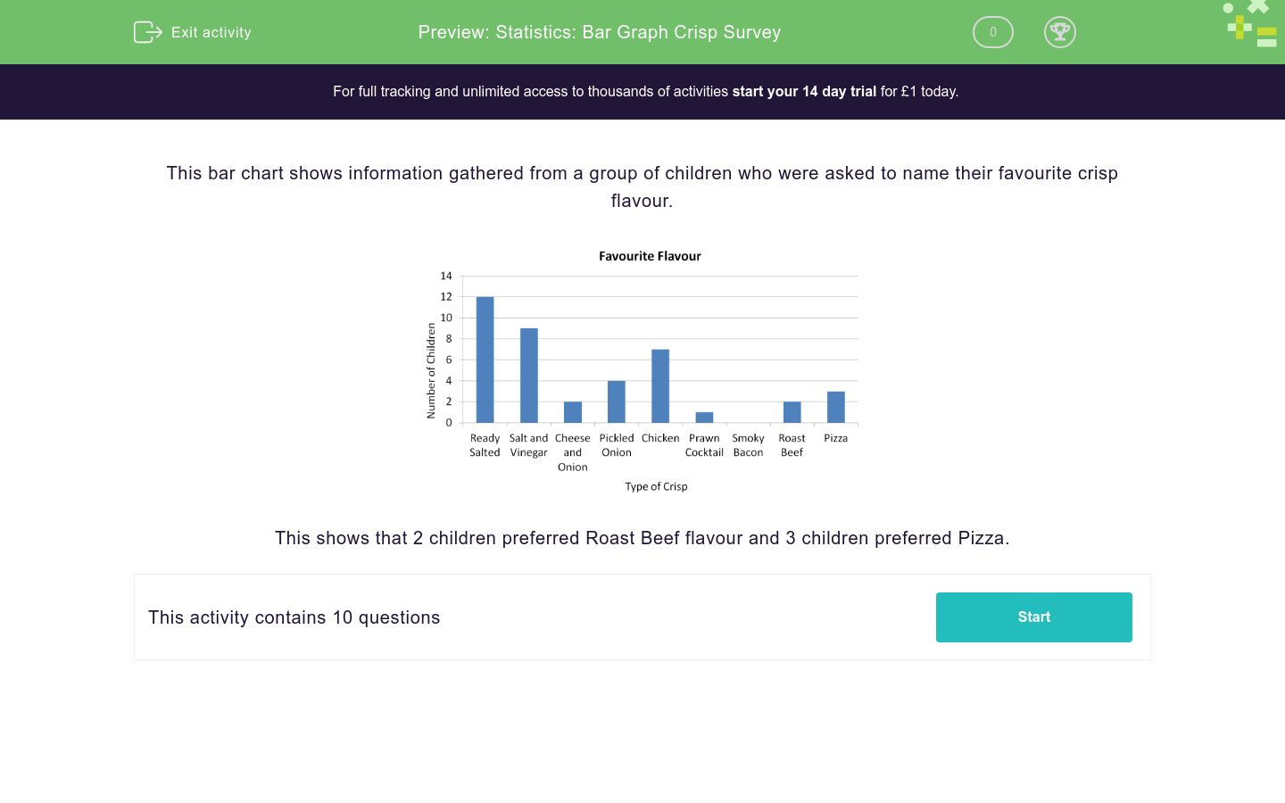 Statistics: Bar Graph Crisp Survey Worksheet - EdPlace
