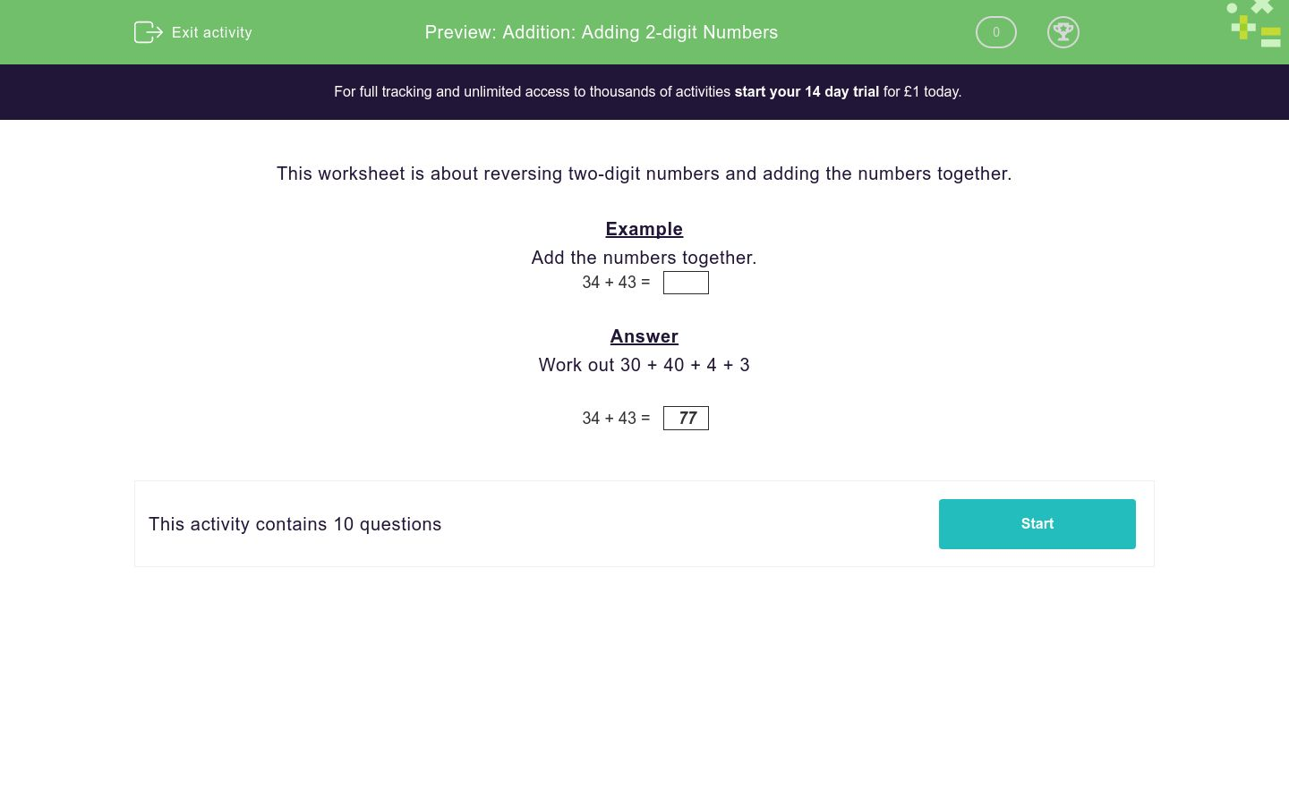 Addition Adding 2 digit Numbers Worksheet EdPlace