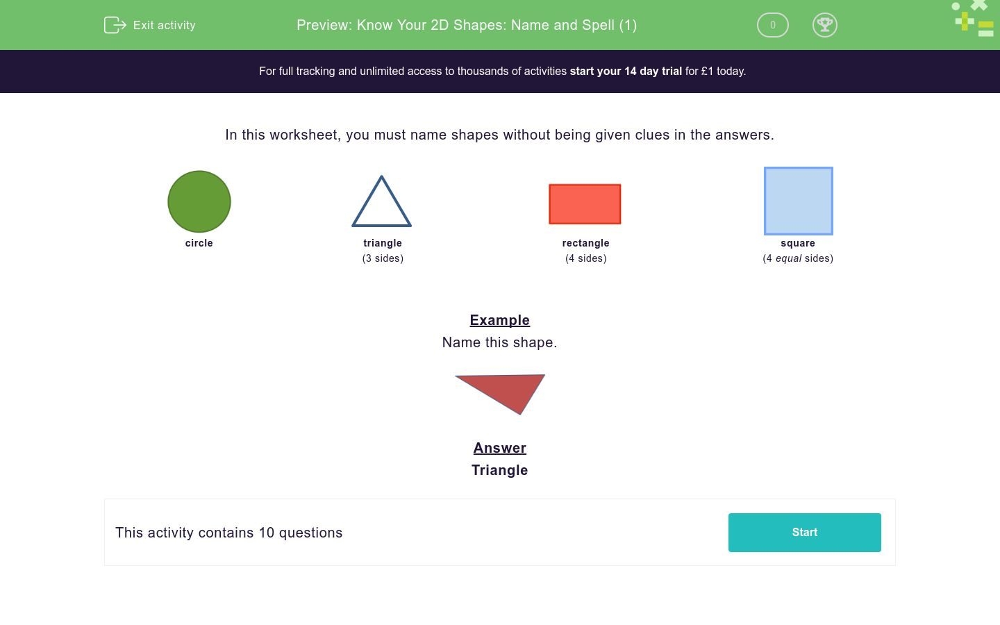 Know Your 2D Shapes: Name and Spell (1) Worksheet - EdPlace