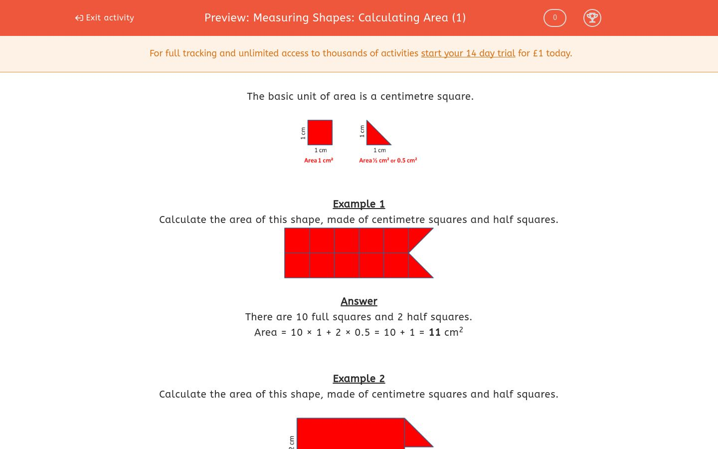Measuring Shapes: Calculating Area (1) Worksheet - EdPlace