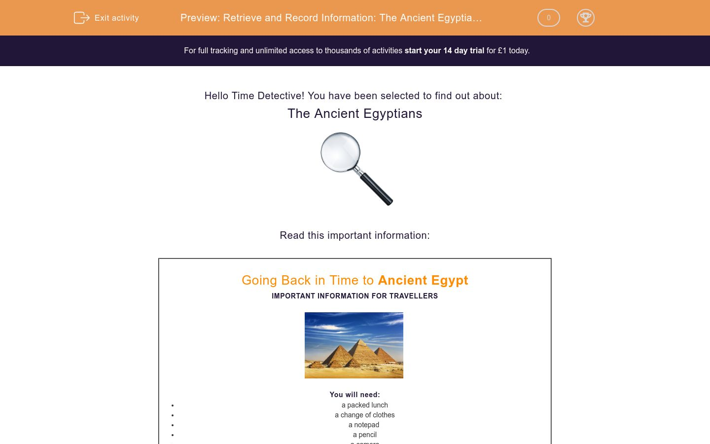 Retrieve and Record Information: The Ancient Egyptians 1 Worksheet ...