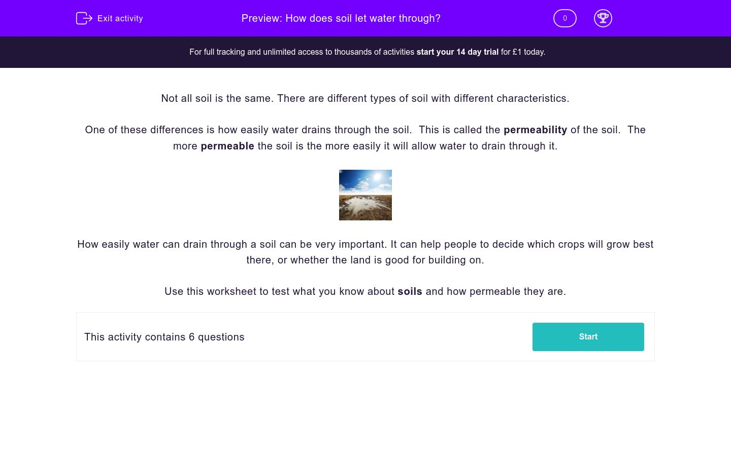 How does soil let water through? Worksheet - EdPlace