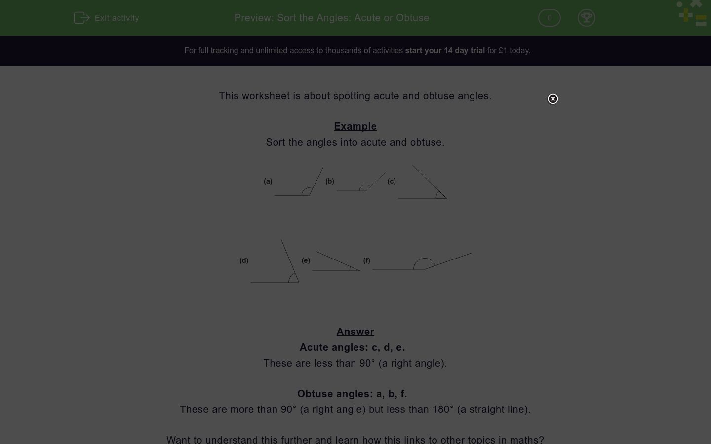Sort the Angles: Acute or Obtuse Worksheet - EdPlace
