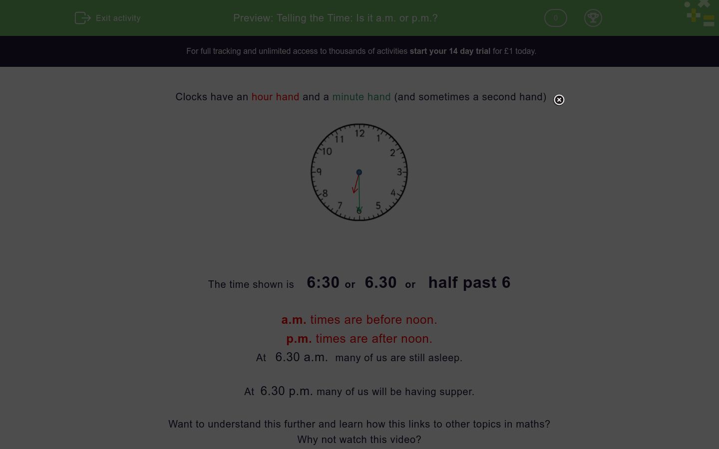 Telling the Time: Is it a.m. or p.m.? Worksheet - EdPlace