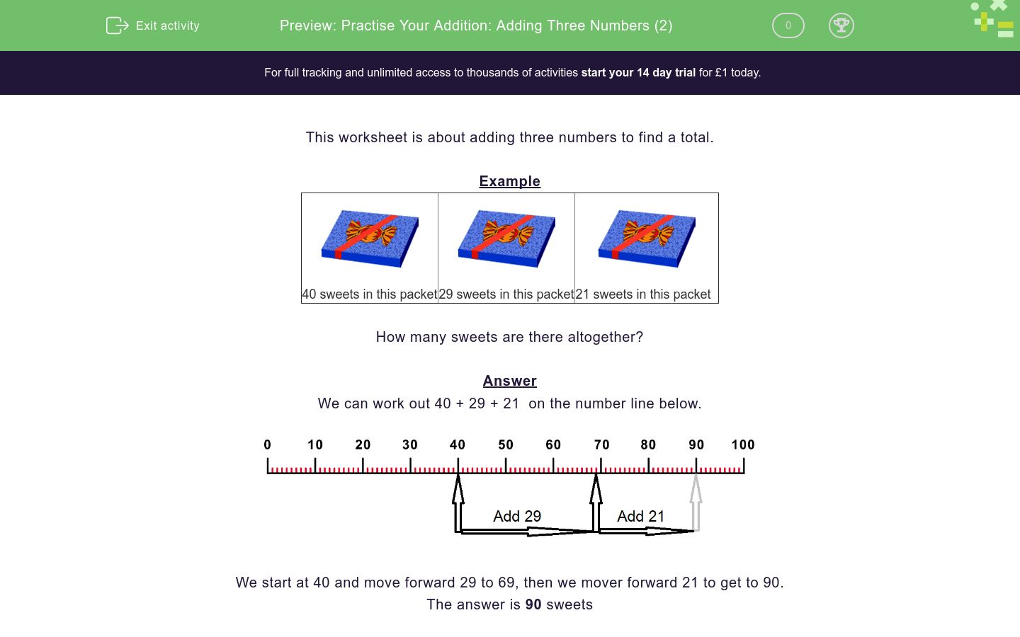 Practise Your Addition: Adding Three Numbers (2) Worksheet - EdPlace