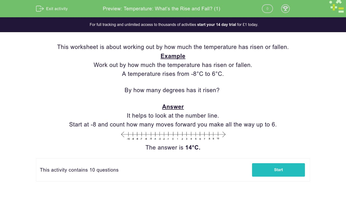 Temperature: What’s the Rise and Fall? (1) Worksheet - EdPlace