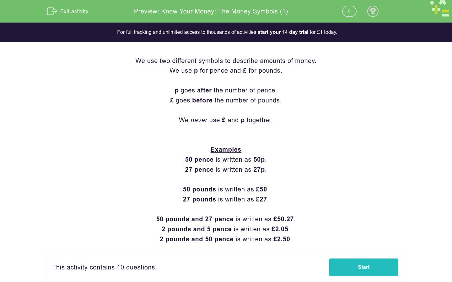 Know Your Money: The Money Symbols (1) Worksheet - EdPlace