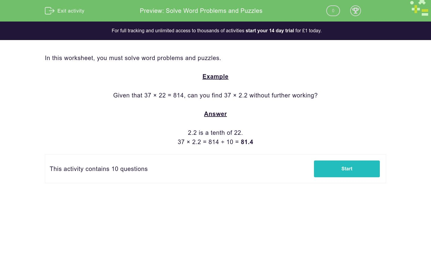 Solve Word Problems and Puzzles Worksheet - EdPlace