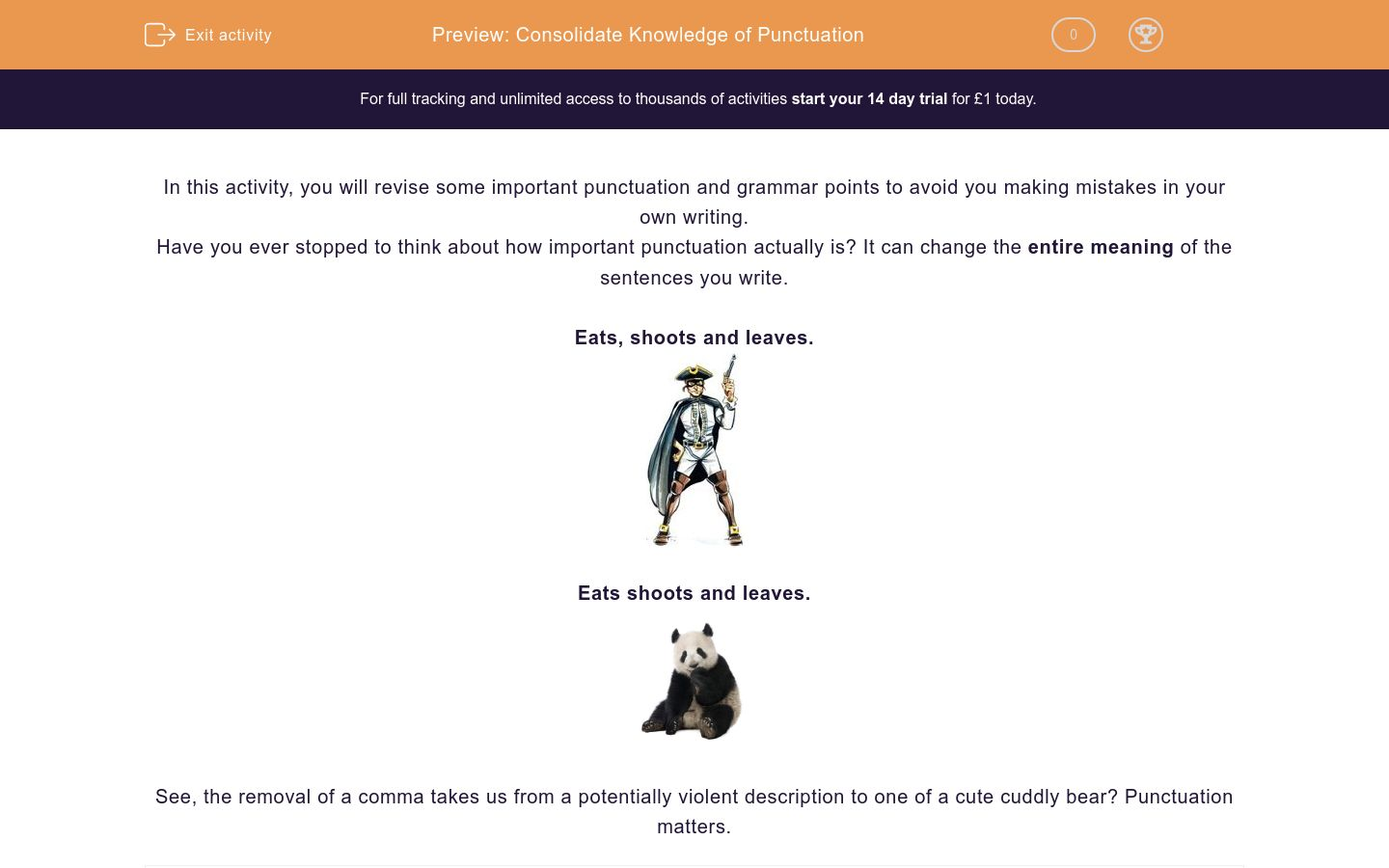 Consolidate Knowledge of Punctuation Worksheet - EdPlace