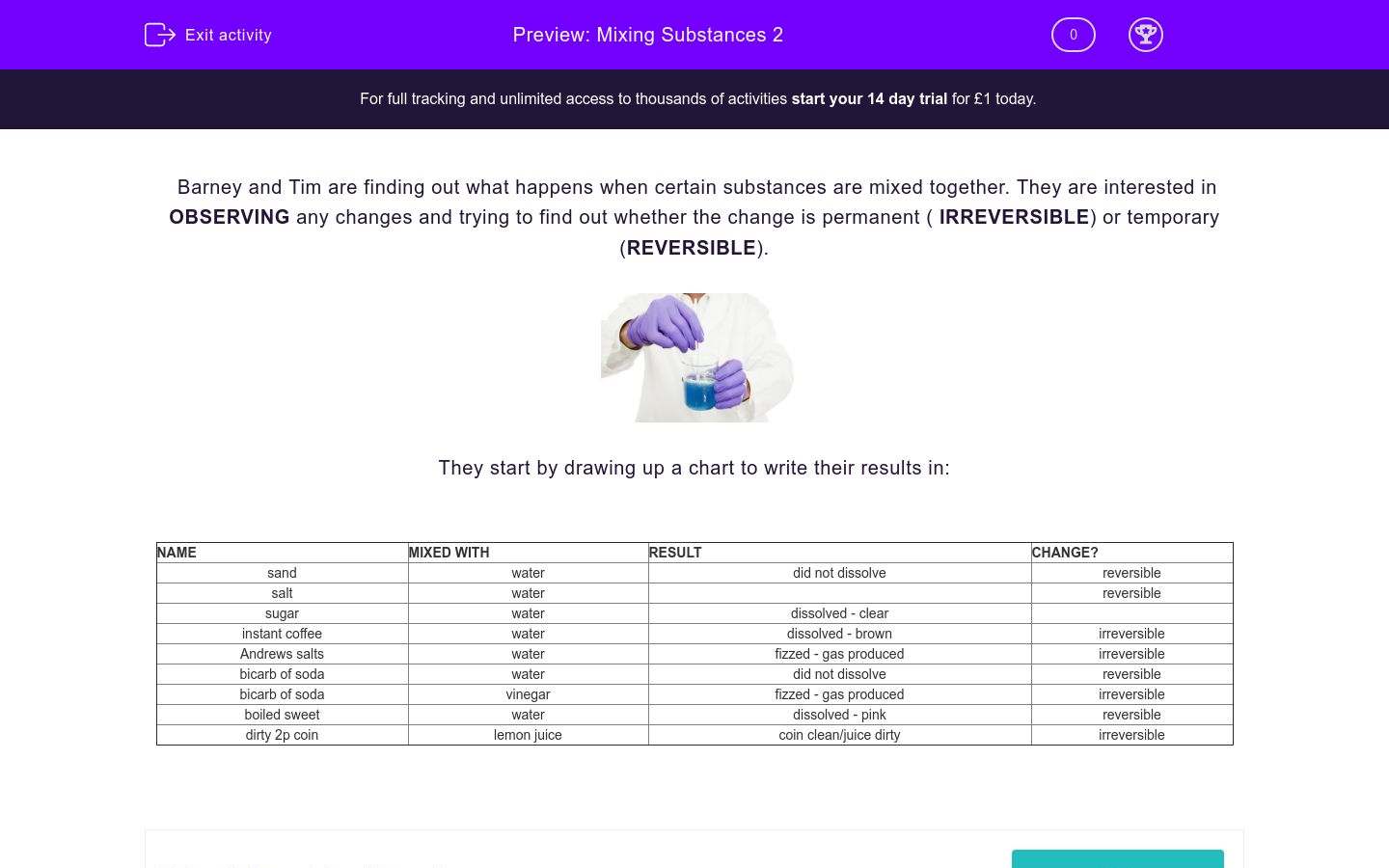 Mixing Substances 2 Worksheet - EdPlace