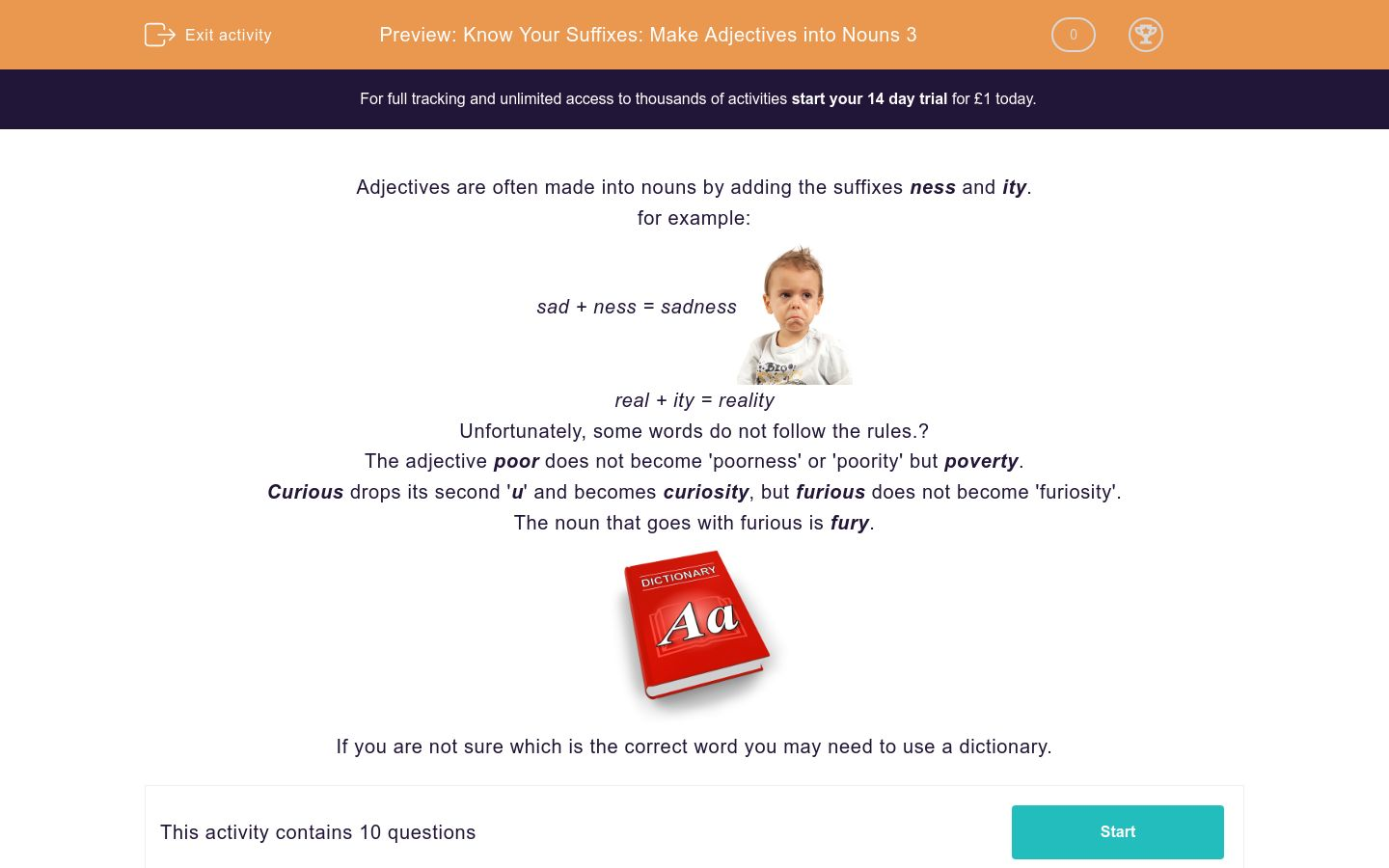 Know Your Suffixes: Make Adjectives into Nouns 3 Worksheet - EdPlace