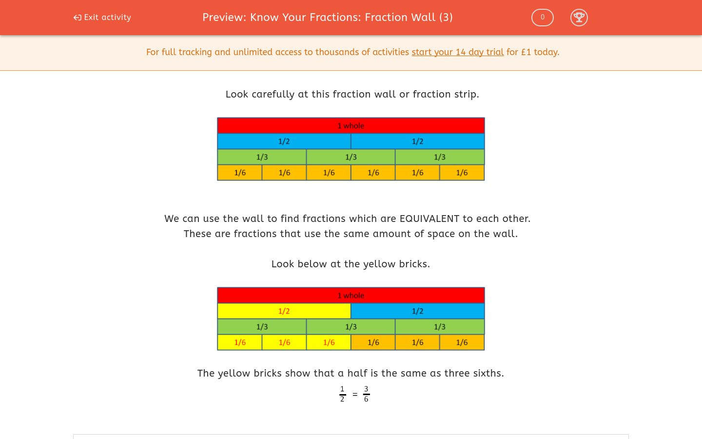 Know Your Fractions: Fraction Wall (3) Worksheet - EdPlace