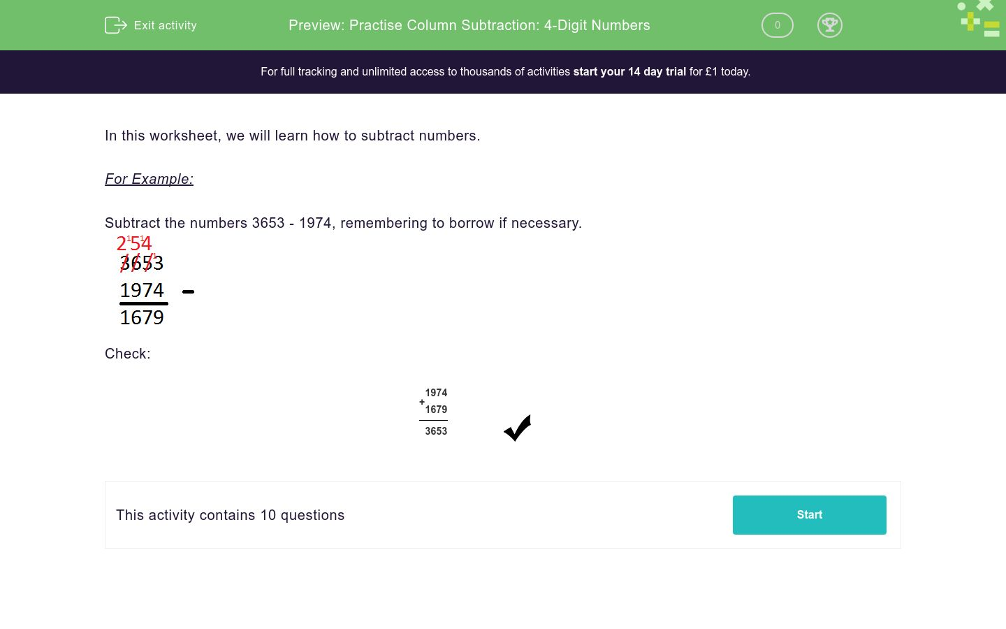 Practise Column Subtraction 4 Digit Numbers Worksheet EdPlace practise-column-subtraction-4-digit-numbers-worksheet-edplace