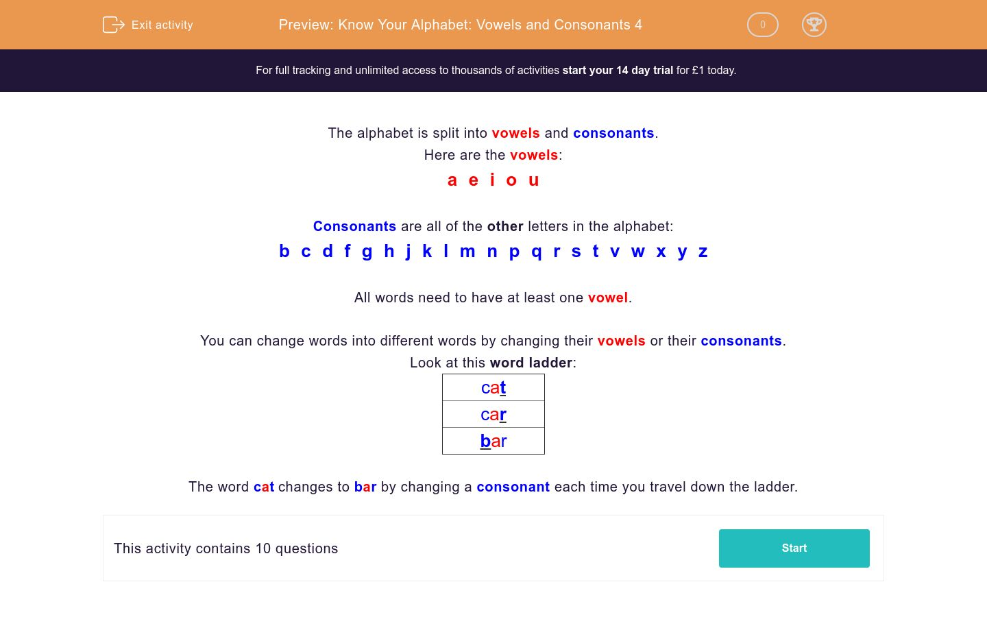Know Your Alphabet: Vowels and Consonants 4 Worksheet - EdPlace