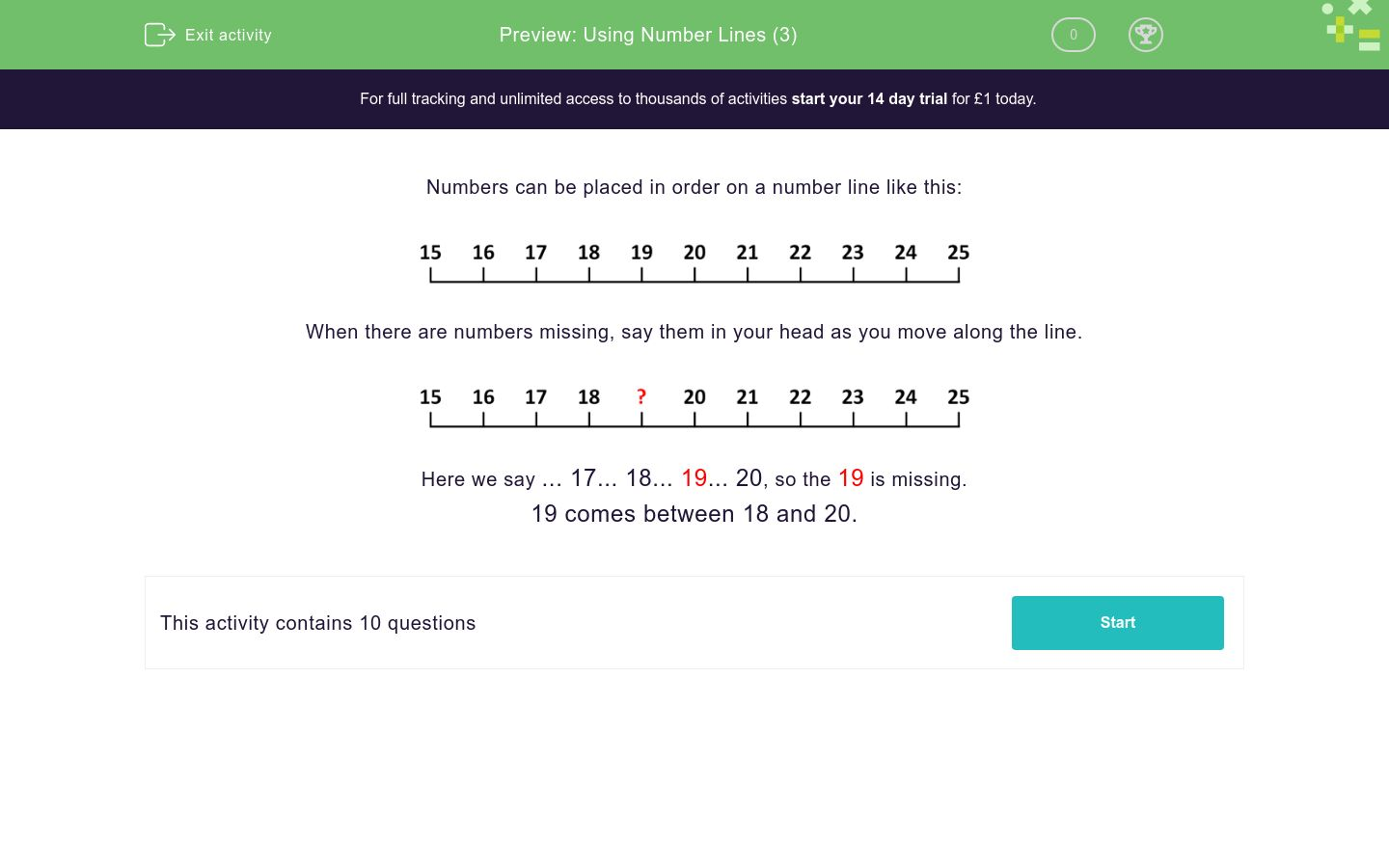 Using Number Lines (3) Worksheet - EdPlace