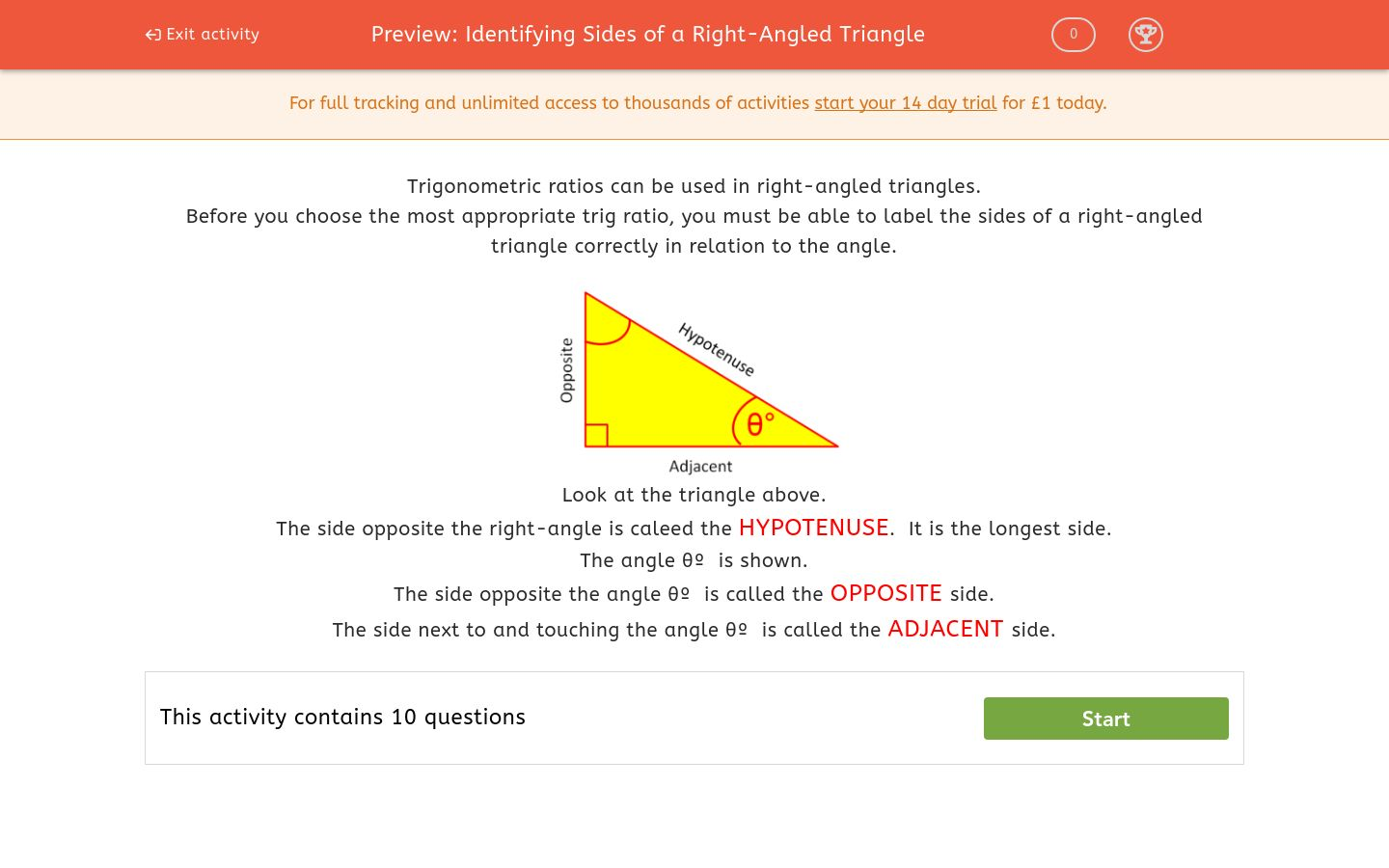 Identifying Sides of a Right-Angled Triangle Worksheet - EdPlace