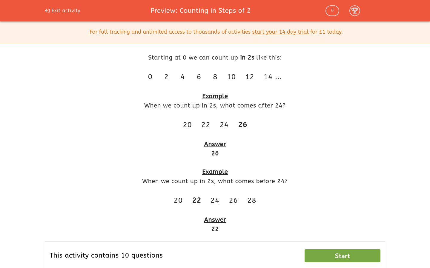 Counting in Steps of 2 Worksheet - EdPlace