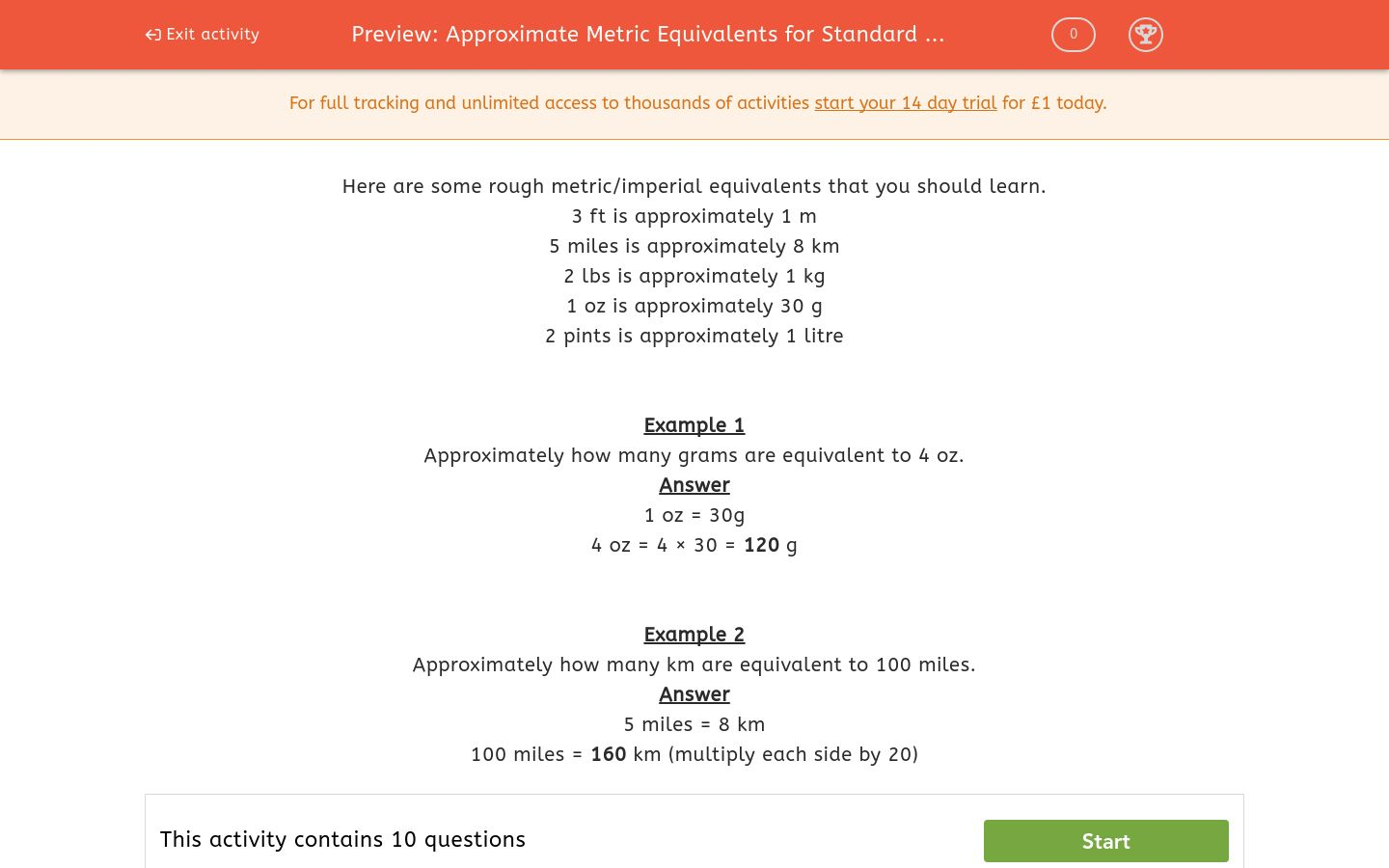 Approximate Metric Equivalents for Standard Imperial Measures Worksheet ...
