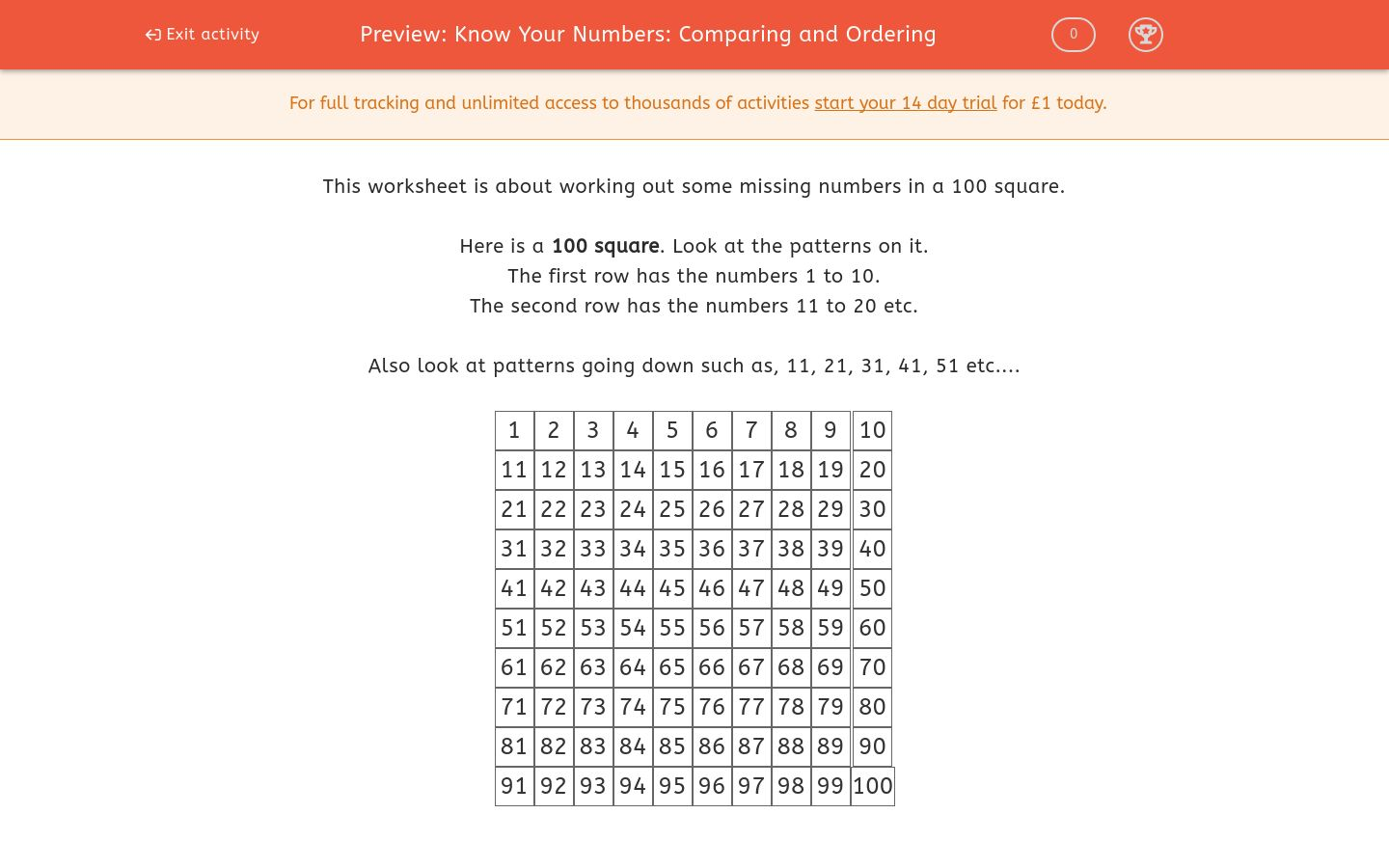 Know Your Numbers: Comparing and Ordering Worksheet - EdPlace