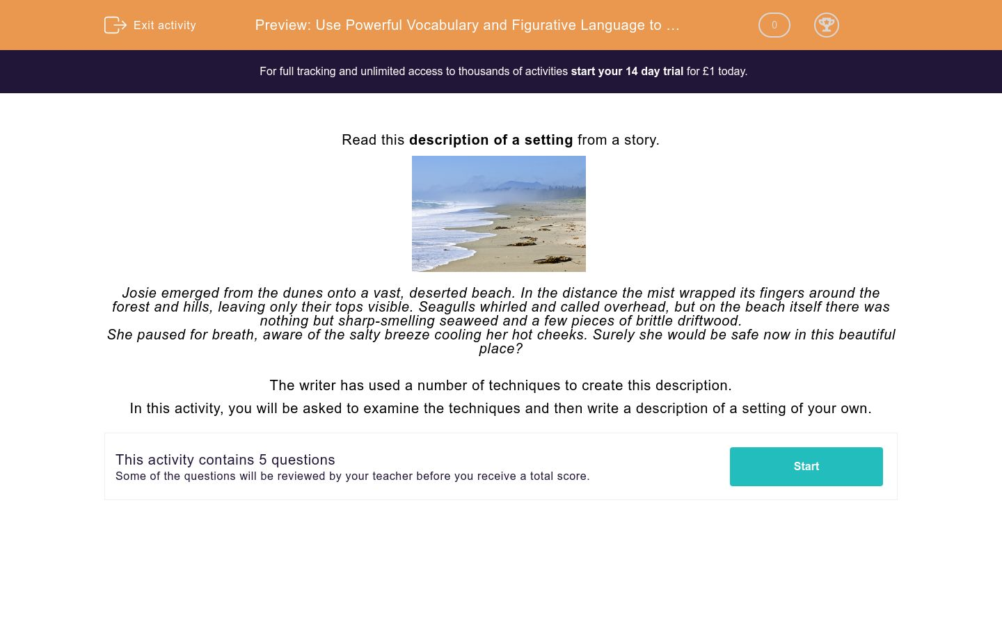 Use Powerful Vocabulary and Figurative Language to Describe a Setting ...