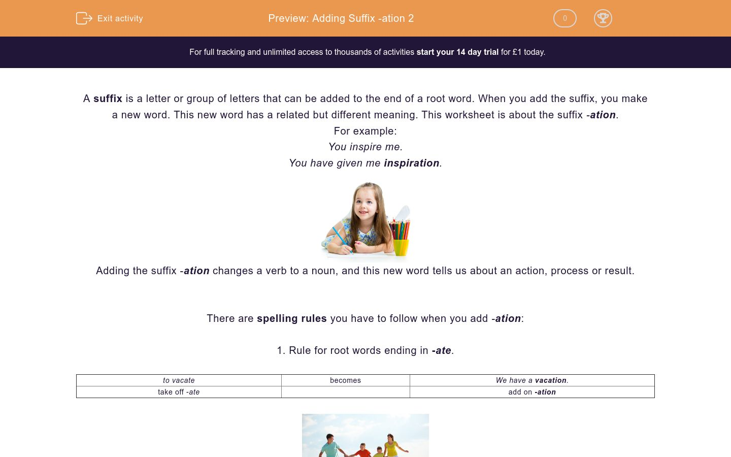 Adding Suffix -ation 2 Worksheet - EdPlace