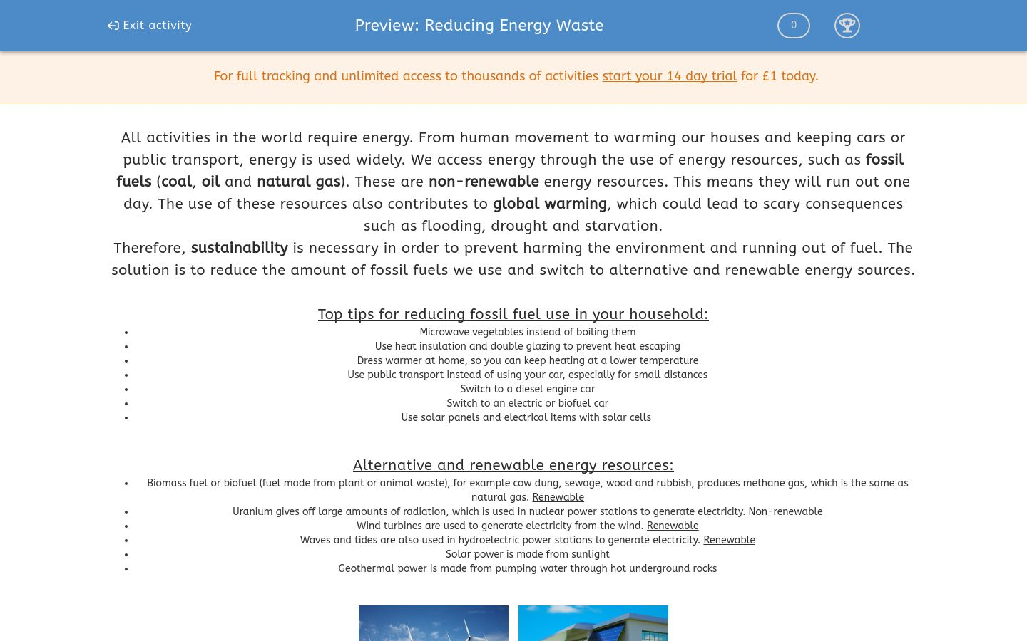 Reducing Energy Waste Worksheet - EdPlace